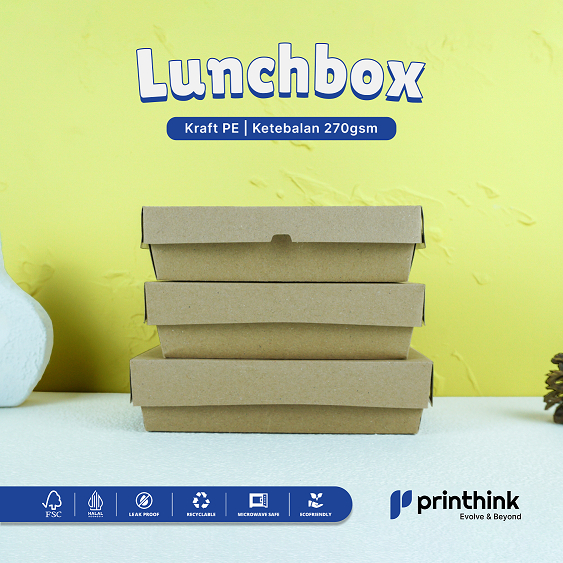 Jual Lunch Box POLOS / Paper Lunch Box Kraft PE Food Grade Aman untuk ...