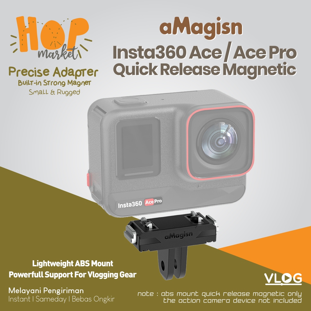 Jual aMagisn ABS Magnetic Mount for Insta360 ACE / PRO / PRO 2 / X5 Quick Release Plastic ...