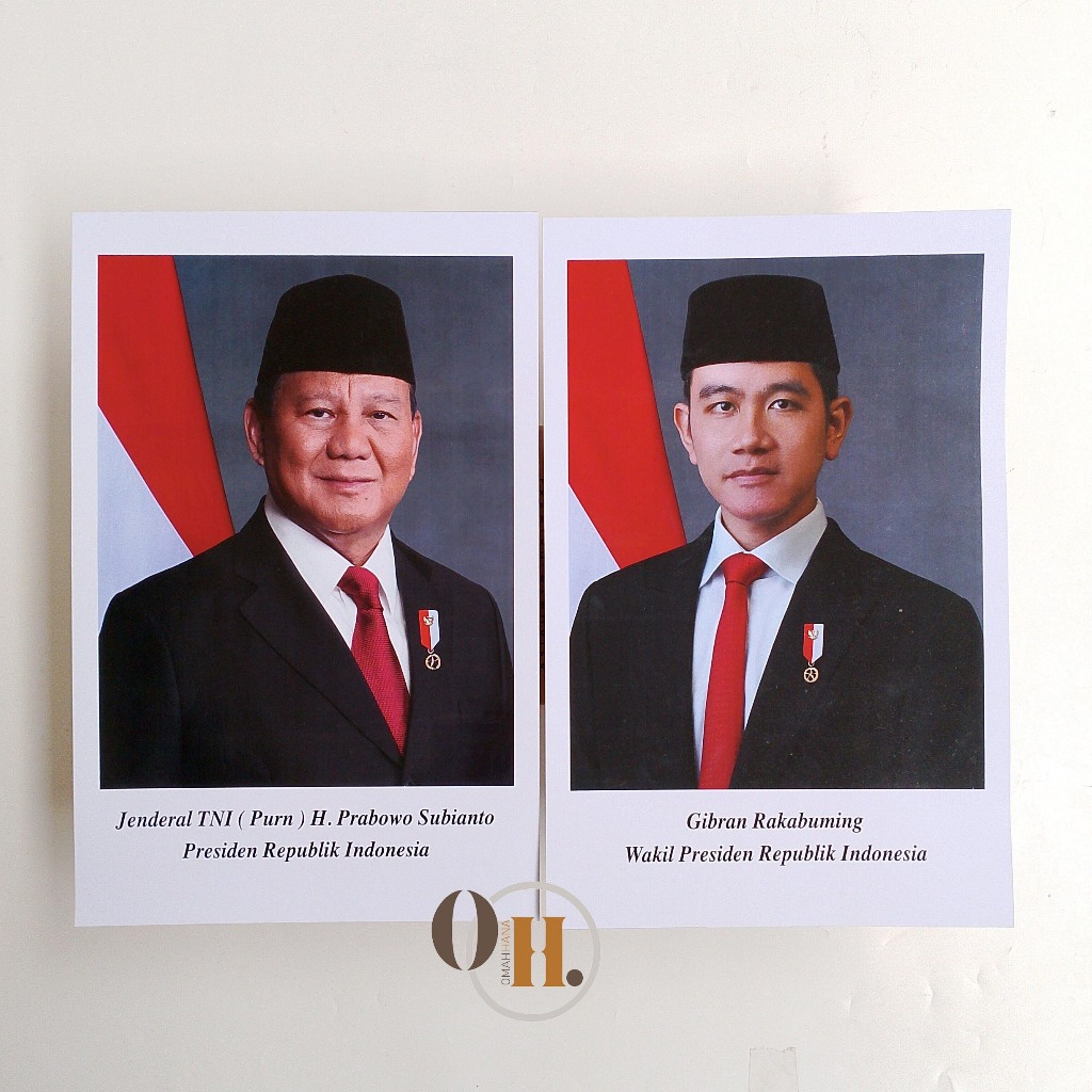 Jual Foto Presiden dan Wakil Presiden - Prabowo Subianto dan Gibran Rakabuming - Presiden 2024 ...