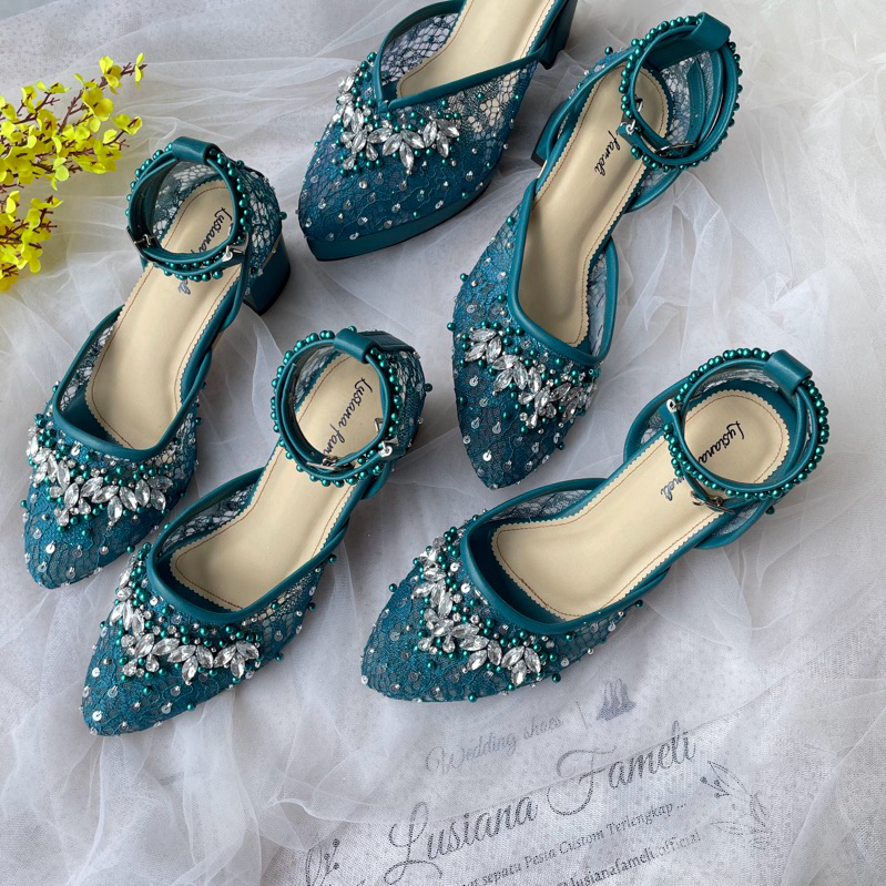 Jual Harumi I sepatu pesta tali bentuk U hak tahu heels pengantin dan ...
