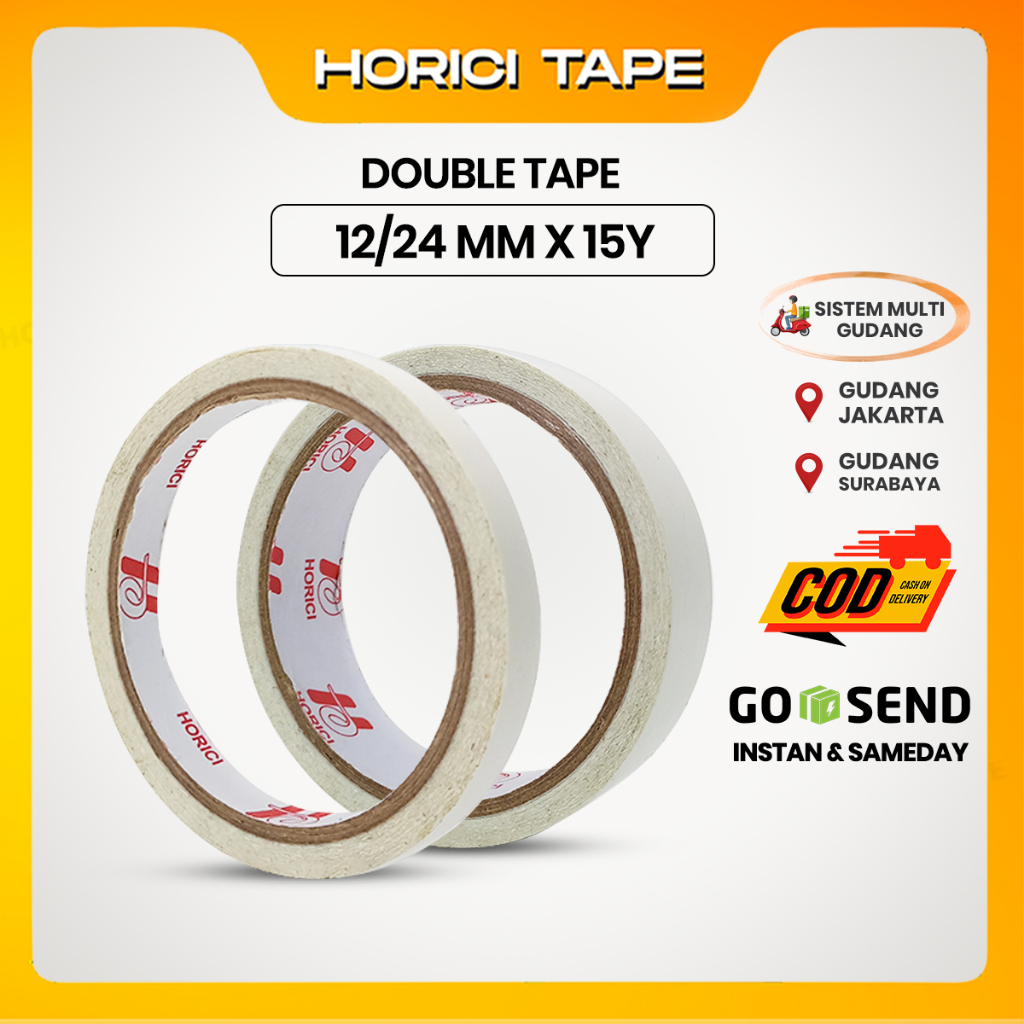 Jual HORICI Double Tape Isolasi Super Kuat Lem Anti Air 12mm x 15y 24mm ...