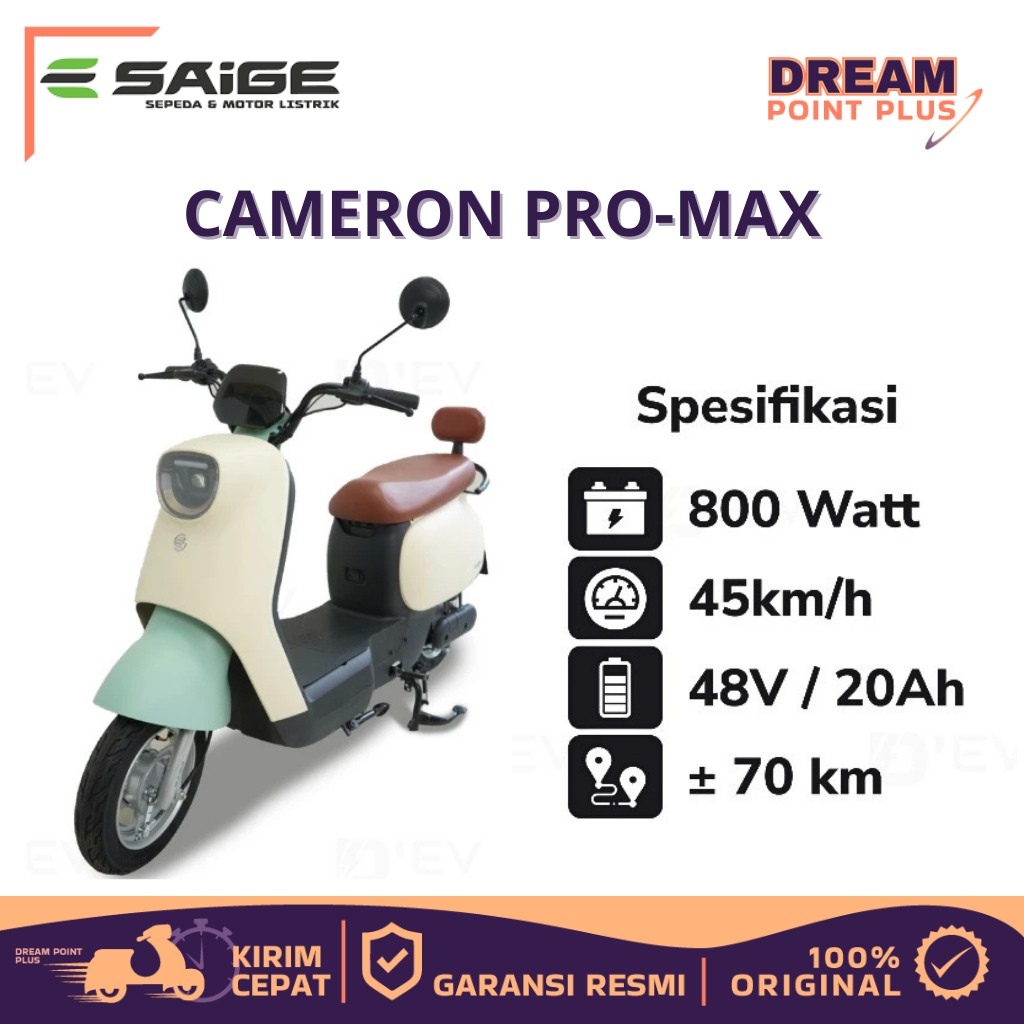 Jual Sepeda Listrik SAIGE Cameron Pro Max 48V/20Ah 800 Watt (Garansi ...