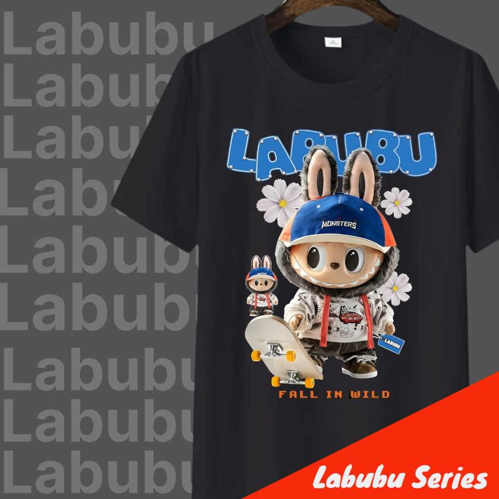 Jual HND TSHIRT KAOS DISTRO LABUBU FALL IN WILD HITAM PUTIH POLOS ...