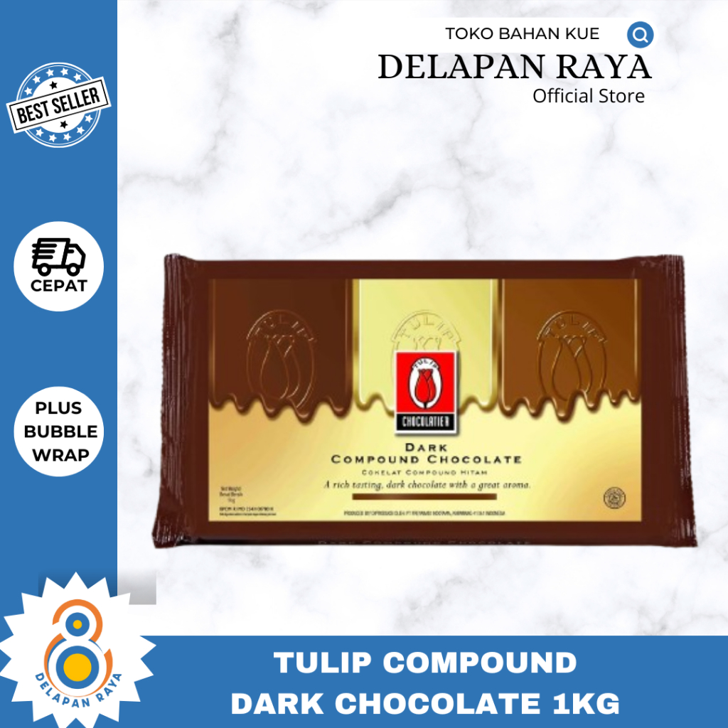 Jual TULIP SUPER COMPOUND DARK CHOCOLATE 1KG COKLAT DARK BATANG -8Raya ...