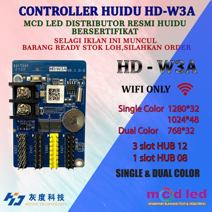 Jual HUIDU HD W3A BUKAN HD W03 HD W3 WIFI KONTROLER CONTROLLER RUNNING TEXT | Shopee Indonesia