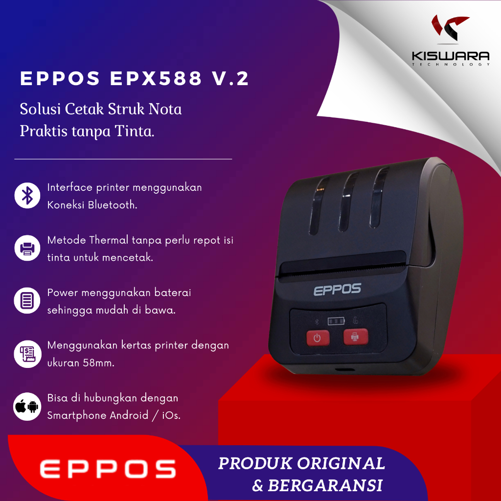 Jual EPPOS EPX588 V.2 Printer Thermal printer bluetooth portable mini baterai | Shopee Indonesia