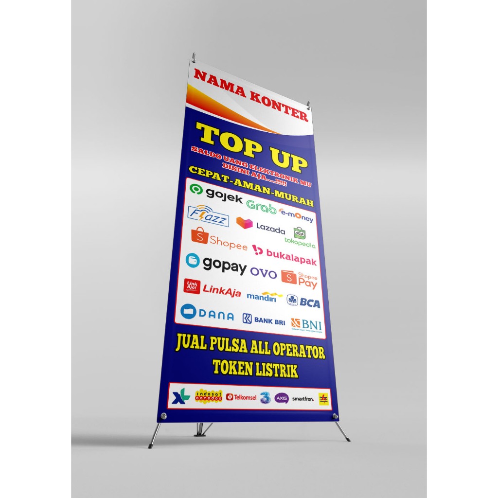 Jual SPANDUK BENNER KONTER PULSA TOP UP/BANNER CUSTOM UKURAN 160X60 cm ...