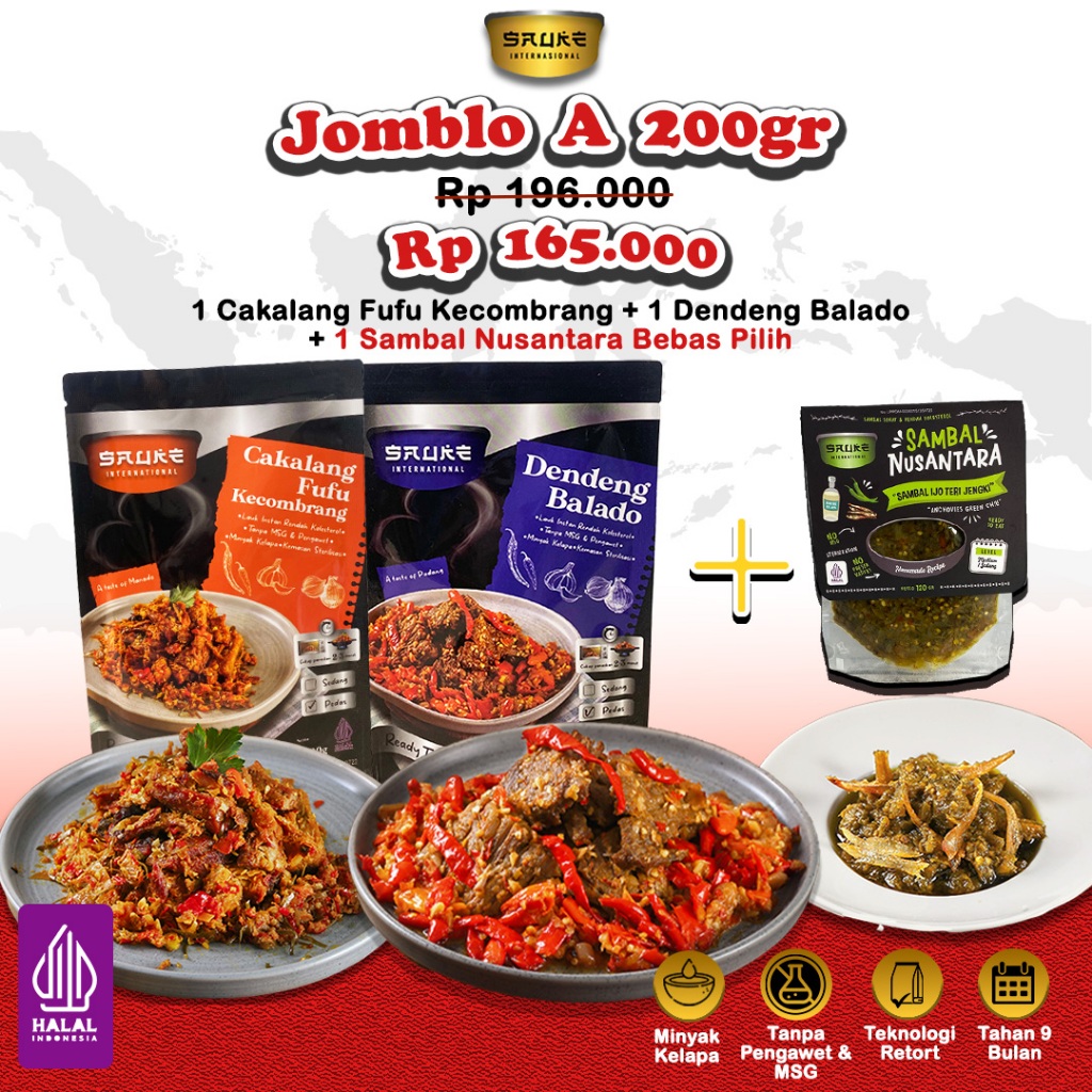 Jual SAUKE Paket Jomblo Isi 1 Sambal 2 Lauk Siap Saji | Shopee Indonesia