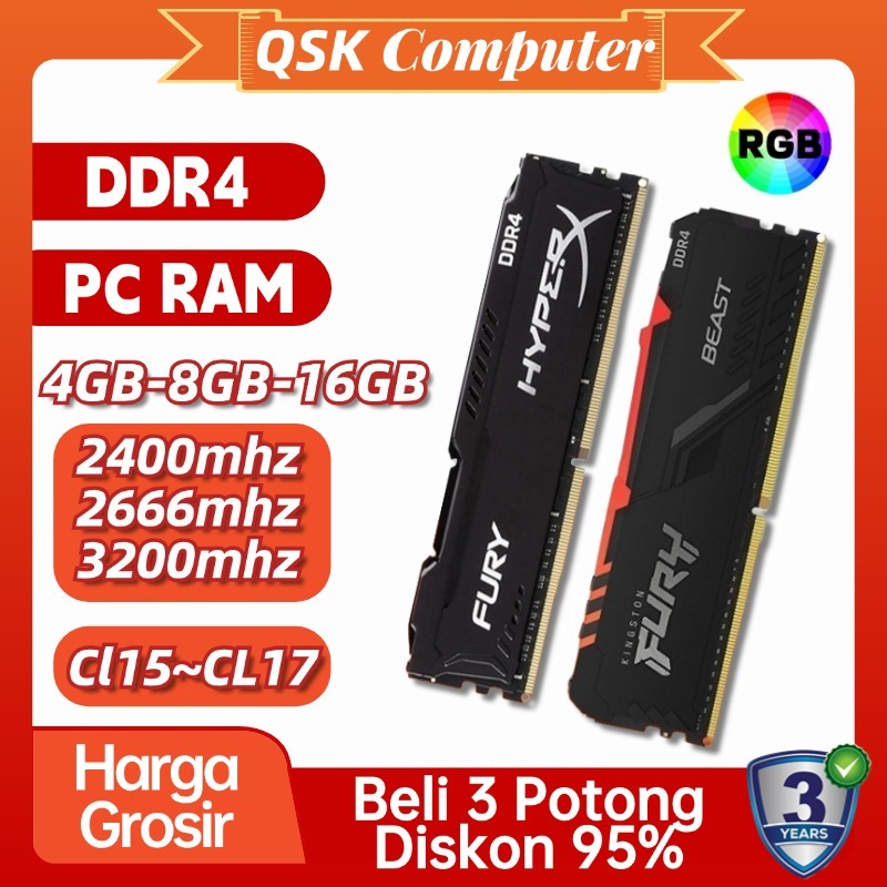 Jual (Harga grosir)Kingston Hyperx RAM DDR4 BEAST RGB 4GB/8GB/16GB 2400 ...