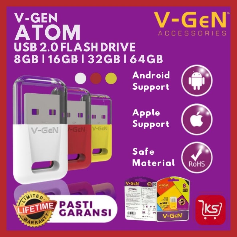 Jual [ORI 100%] FD | FLASHDISK V-GEN ATOM 8GB | 16GB | 32GB | 64GB ...