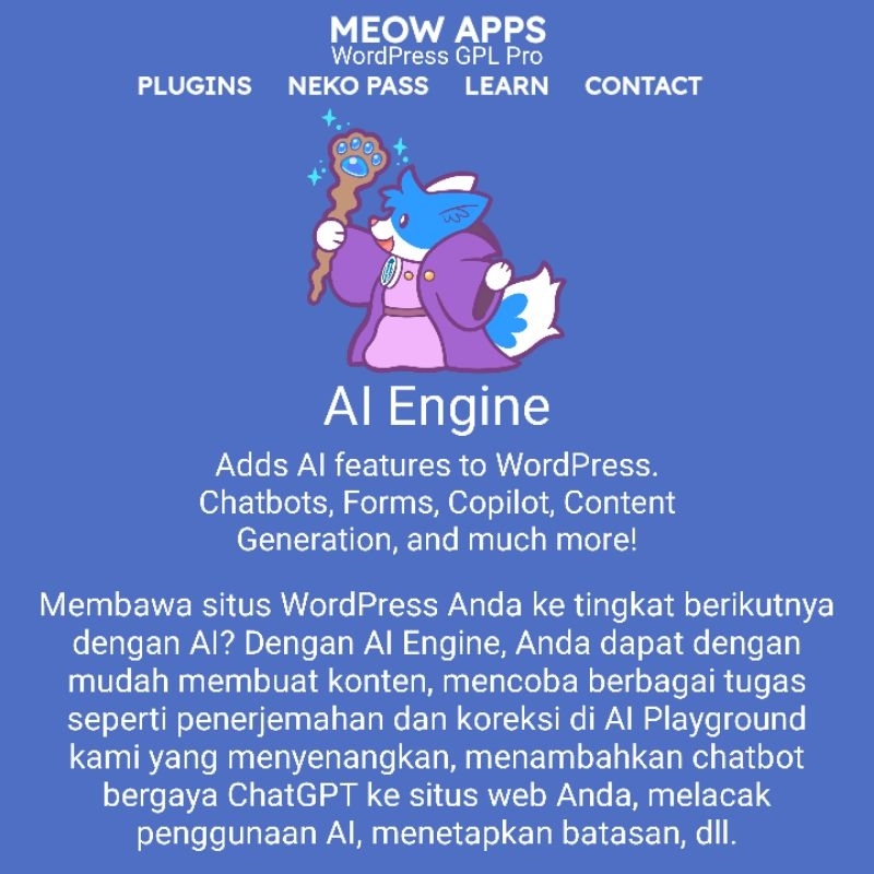 Jual Meow Apps - AI Engine | Premium WordPress Plugin Theme | Shopee ...