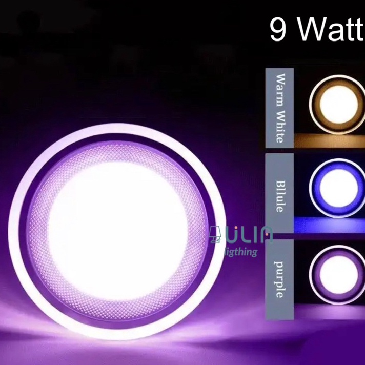 Jual LAMPU LED DOWNLIGHT 3 WARNA 5W 6W 7W 9W PANEL INBOW PUTIH NATURAL KUNING BIRU UNGU HIAS ...
