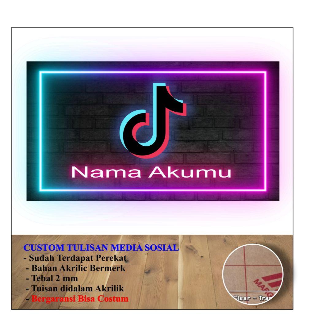 Jual AKRILIK HIASAN DINDING MEDIA SOSIAL PLAY BUTTON TIKT0K YOUTUB3 ...