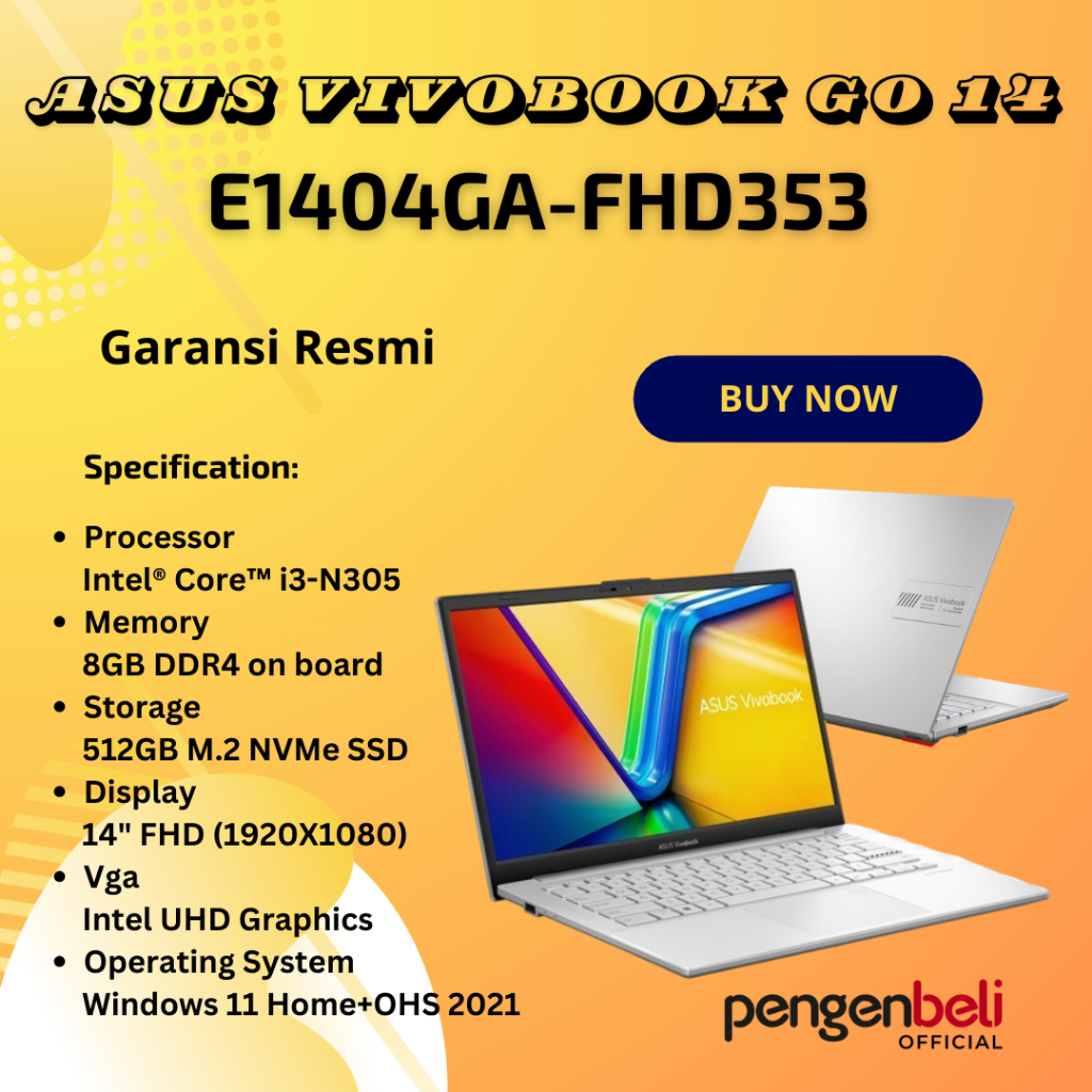Jual Asus Vivobook Go 14 E1404GA-FHD353 - Intel Core i3-N305 - Lcd 14 ...