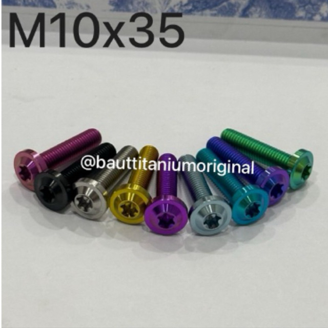 Jual Baut Titanium M10x35 drat 14 x 35 Big head Gr5 | Shopee Indonesia