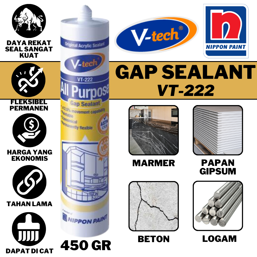 Jual VTECH LEM SUPER SEAL GAP FILLER NIPPON - AKRILIK SEALANT GAP SEALANT PURPOSE NIPPON PAINT ...