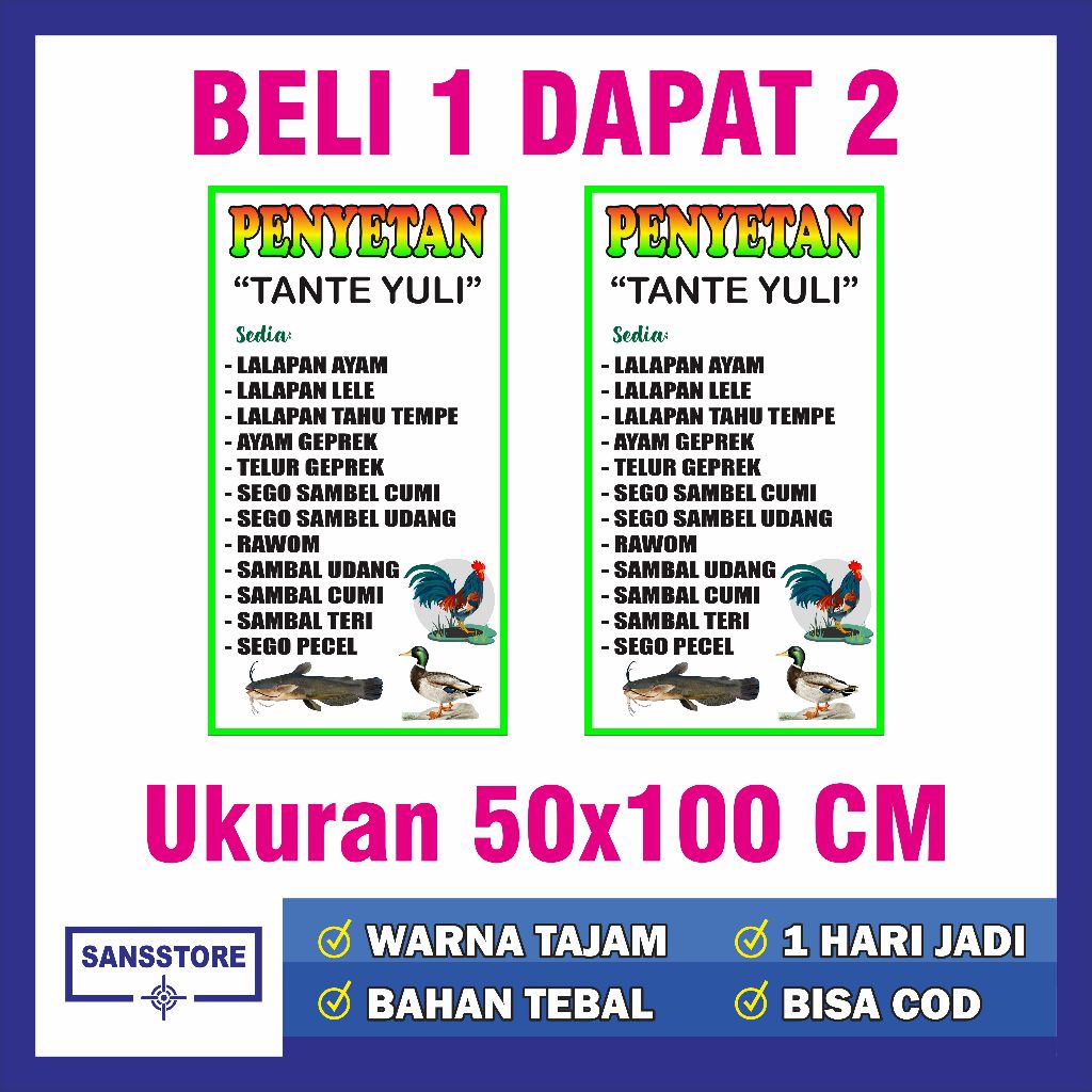 Jual BANNER PENYETAN 50X100 CM I SPANDUK BANNER I BALIHO | Shopee Indonesia