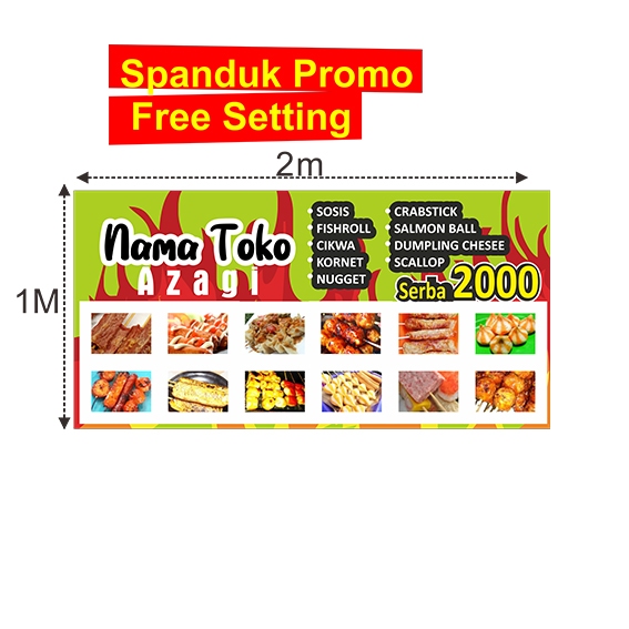 Jual Cetak Spanduk Jualan Bakso/ Print Banner Jualan Sosis Ukuran 2x1 ...