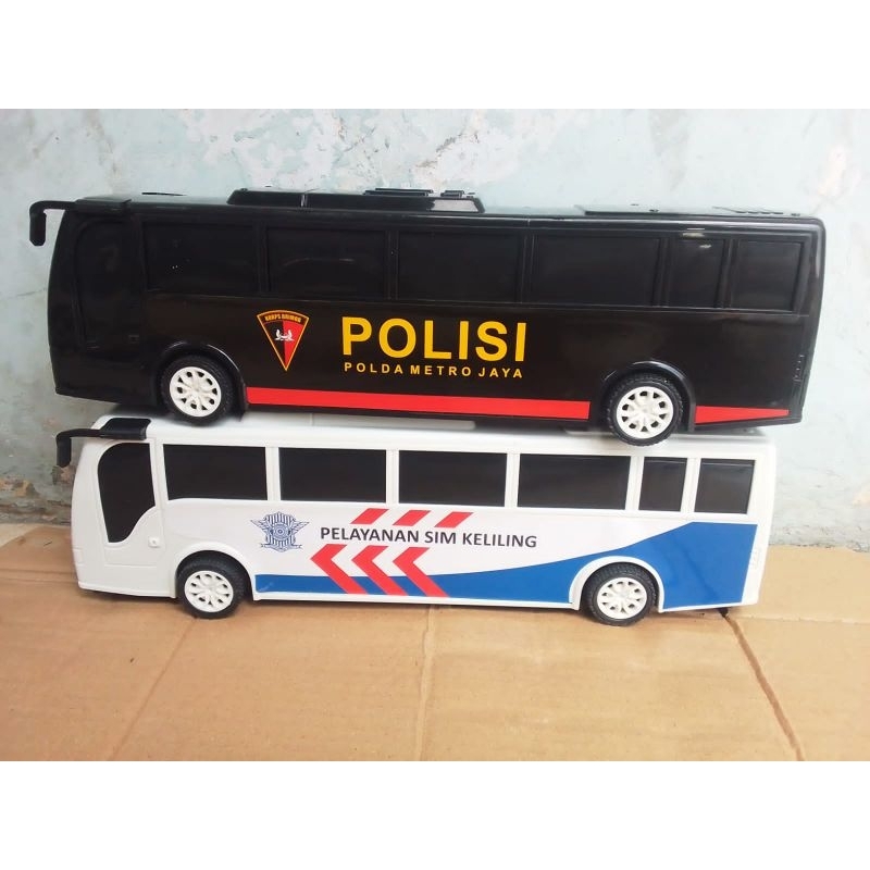 Jual Mainan Anak Bus Polisi Bus Hitam Brimob , Bus Putih SIM Keliling ...
