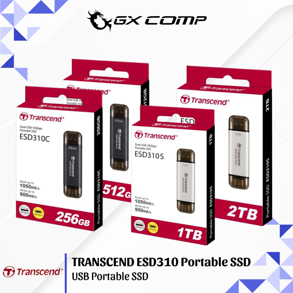 Jual Transcend ESD310 External SSD USB 3.2 Gen 2x1 USB 10Gbps C-Black ...