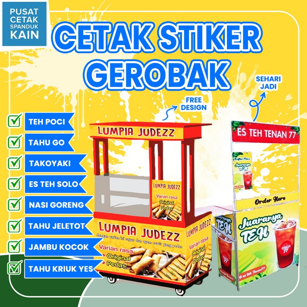 Jual CETAK STIKER GEROBAK STICKER GEROBAK ES TEH SOLO TAKOYAKI ES TEH ...