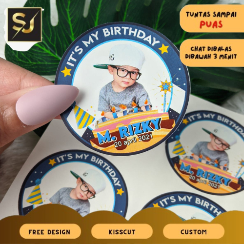 Jual Sticker Bulat Ulang Tahun Anak Stiker Ultah Free Design Template ...
