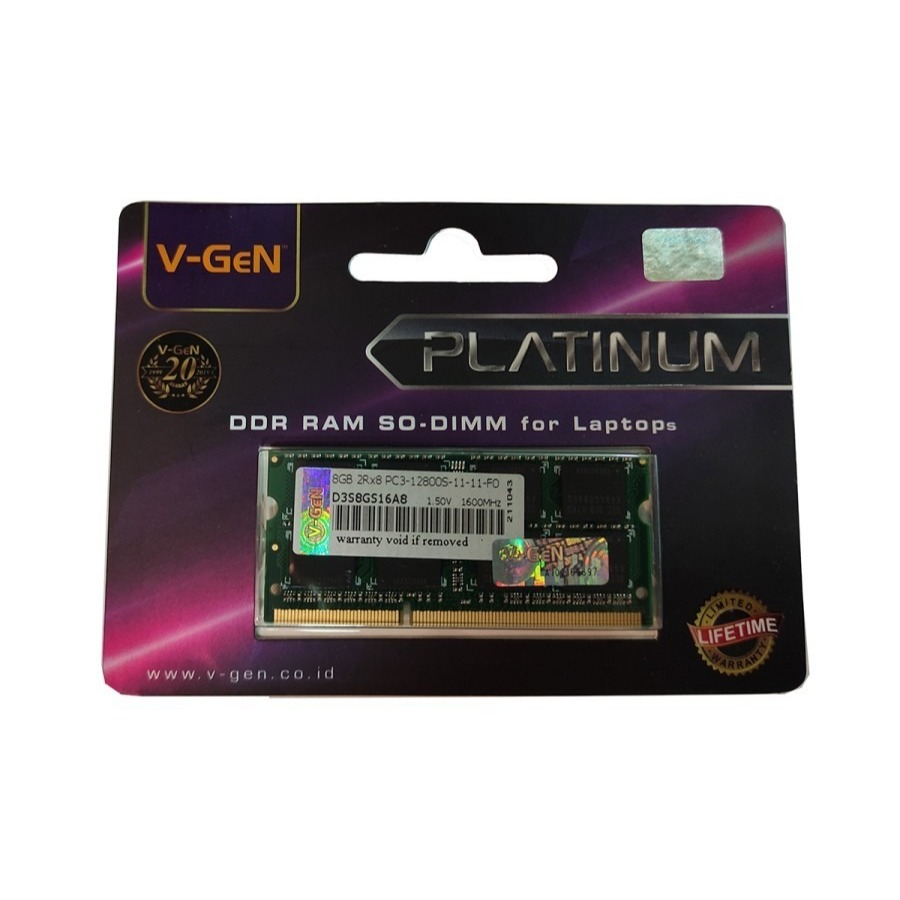 Jual V-GeN RAM SODimm DDR3L 8GB 12800 PLATINUM-Memory RAM LAPTOP VGEN ...