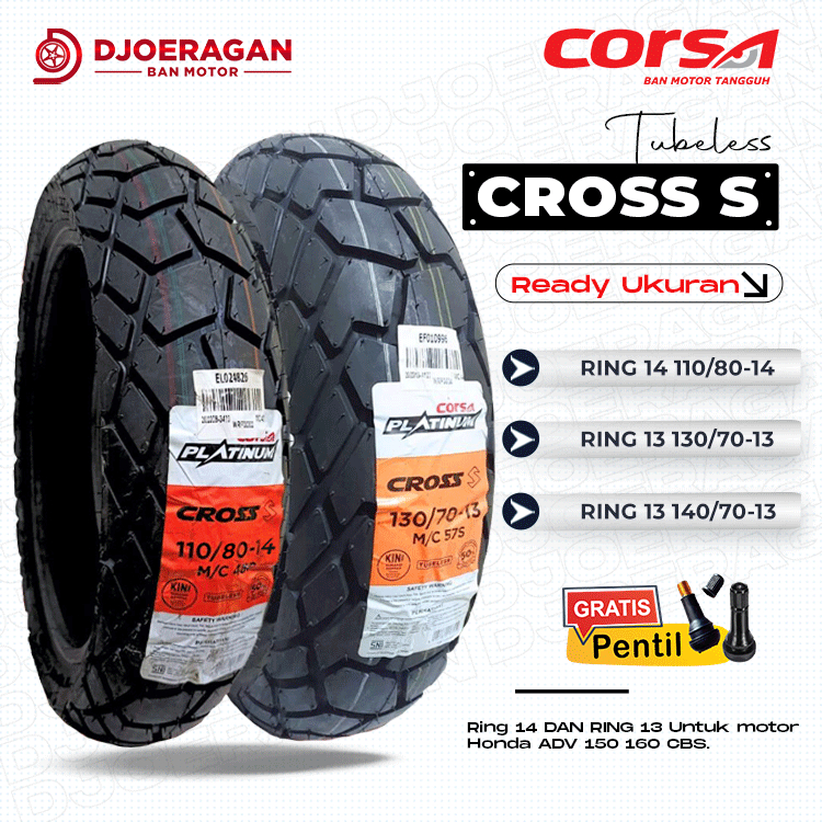 Jual Paket BAN MOTOR MATIC CORSA CROSS S ADV 150 / 160 TUBLES Ring 14 ...