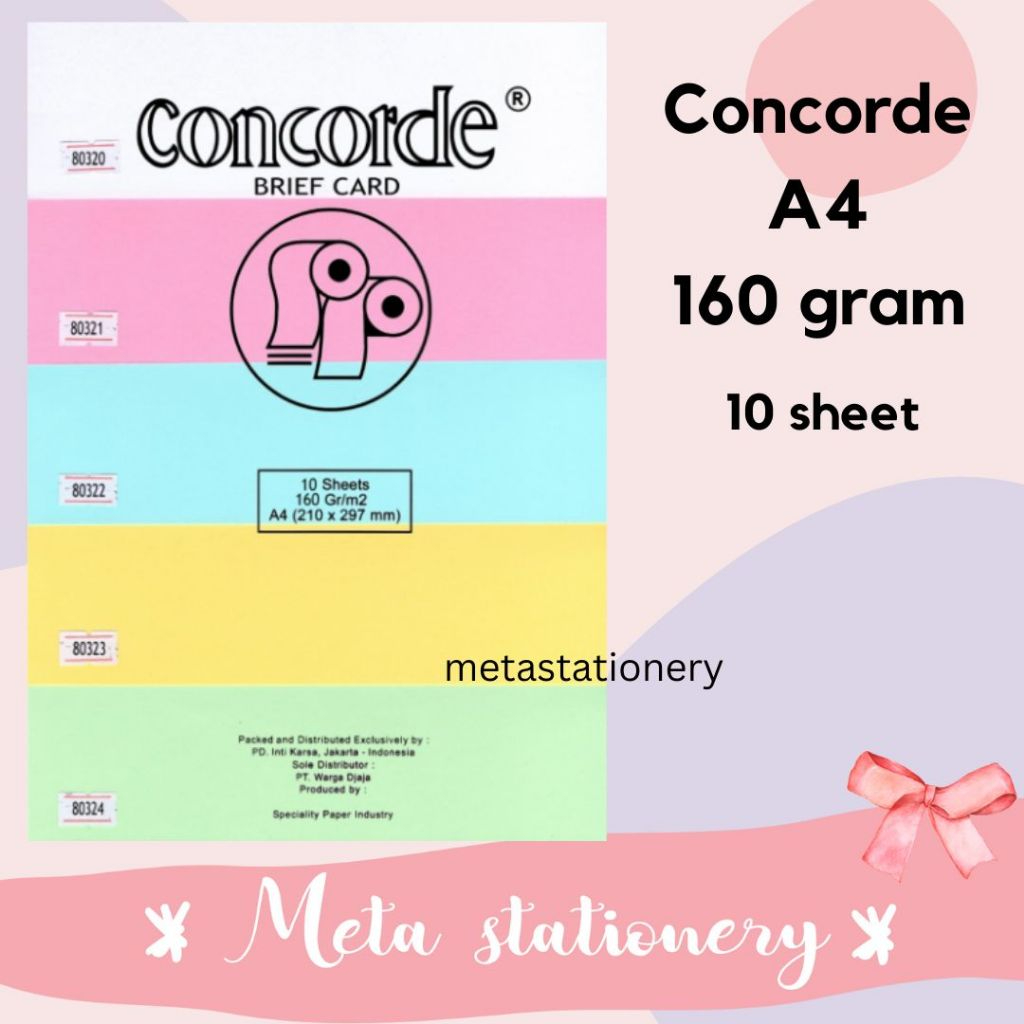 Jual Kertas Concorde / Concorde Paper 160gr A4 - Isi 10 Lembar | Shopee ...