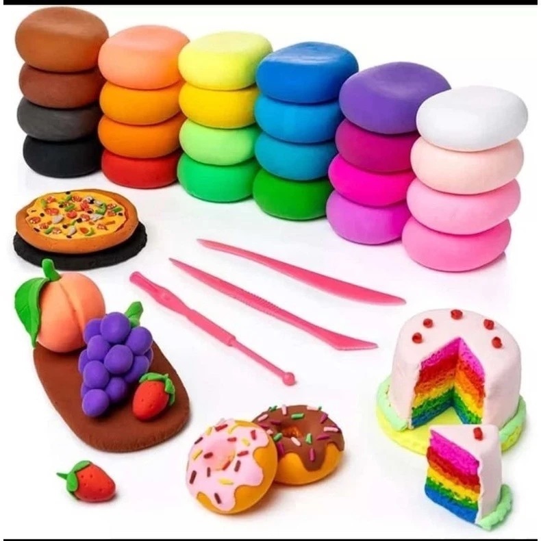 Jual CLAY POLYMER/SOFT CLAY ISI 12pc PLUS ALAT MAIN EDUKASI ANAK ...