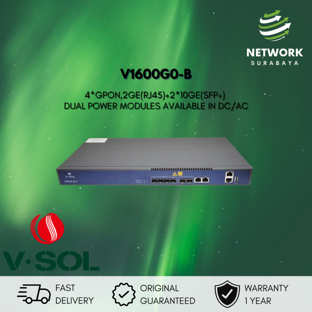 Jual V-SOL V1600G0-B L3 4 Port GPON OLT VSOL 512 USER AC+DC DUAL POWER ...