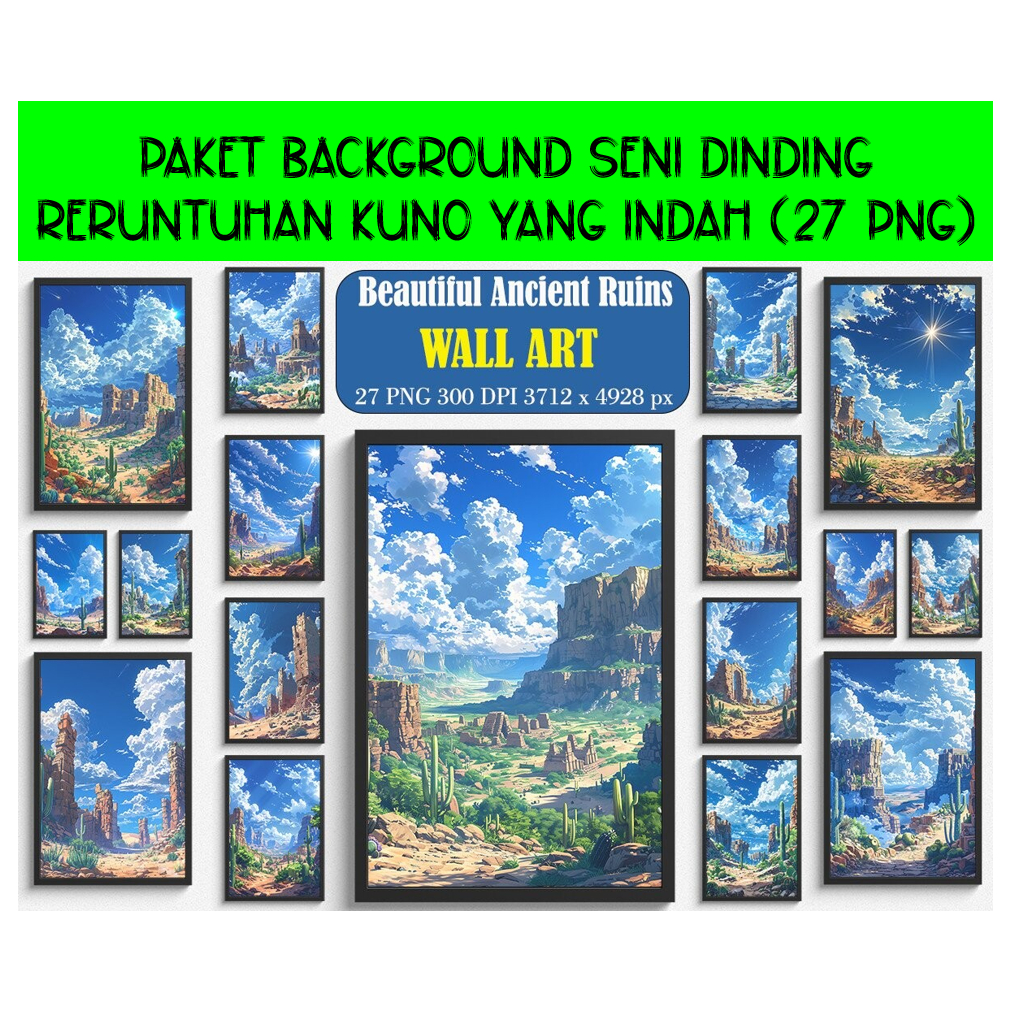 Jual Paket Background Seni Dinding Reruntuhan Kuno yang Indah (27 PNG ...