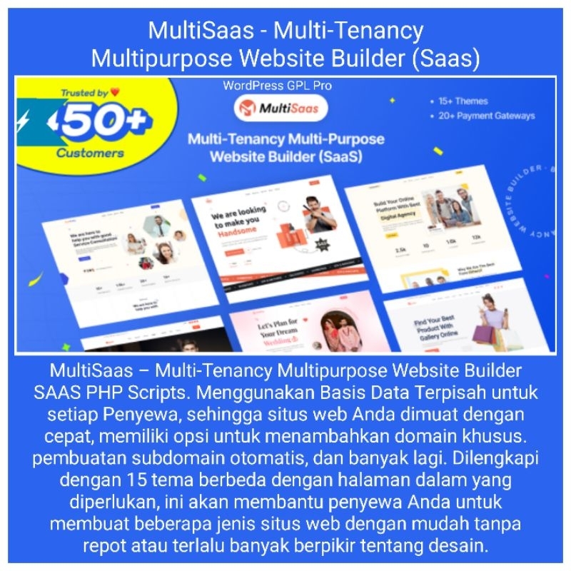 Jual MultiSaas - Multi-Tenancy Multipurpose Website Builder (Saas) | Shopee Indonesia