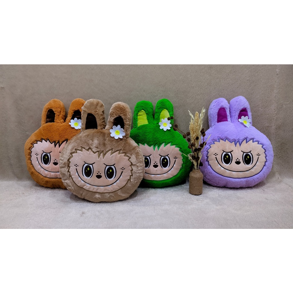 Jual Bantal Labubu Muka Bordir Bulu Rasse Lucu Ukuran Labubu Macaron L ...