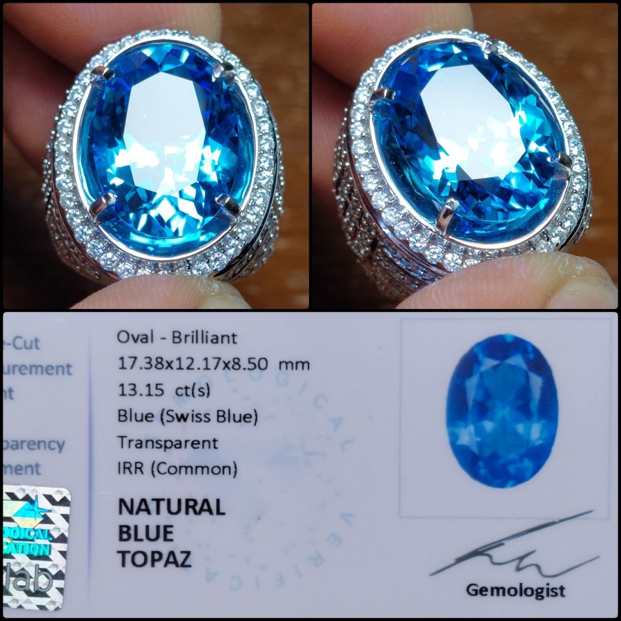 Jual Natural Swiss Blue Topaz Batu Permata Mulia Top Color Clean Good ...