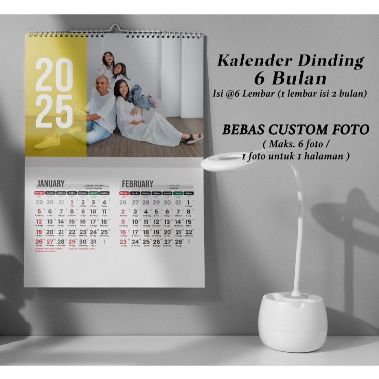 Jual Custom Kalender Dinding 12 bulan 6 Lembar / per-lembar Isi 2 Bulan ...