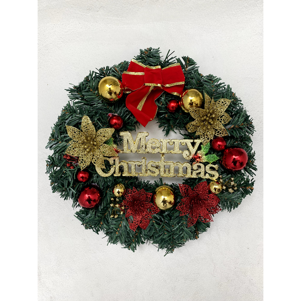 Jual DEKORASI KRANS NATAL HIASAN Christmas XMAS 30cm Krans BULAT Merry ...