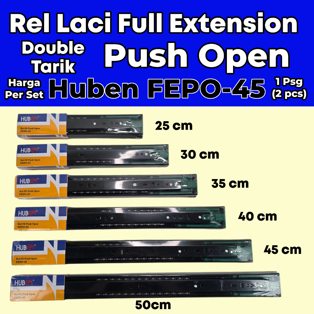 Jual Rel Laci Huben FEPO-45 Push Open 25 30 35 40 45 50 Full Extension ...