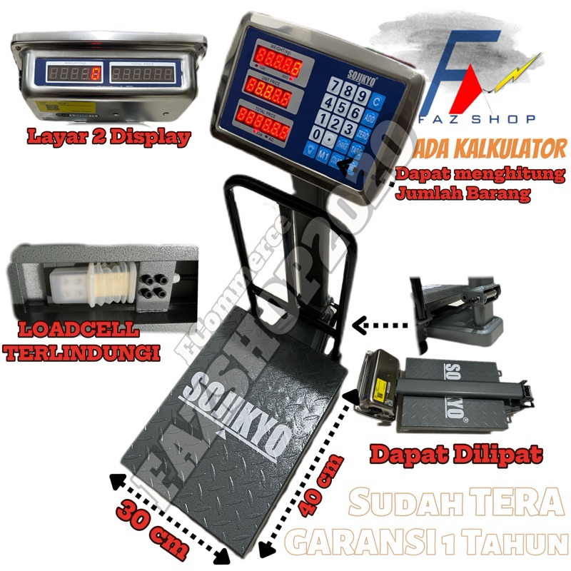 Jual timbangan duduk digital SOJIKYO 100kg double display | Shopee ...