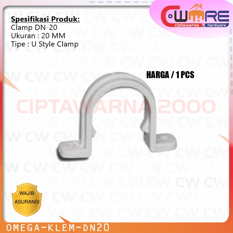 Jual Klem Omega Dn20 Lesso Tipe U Style Clamp Conduit Penjepit Pipa ...