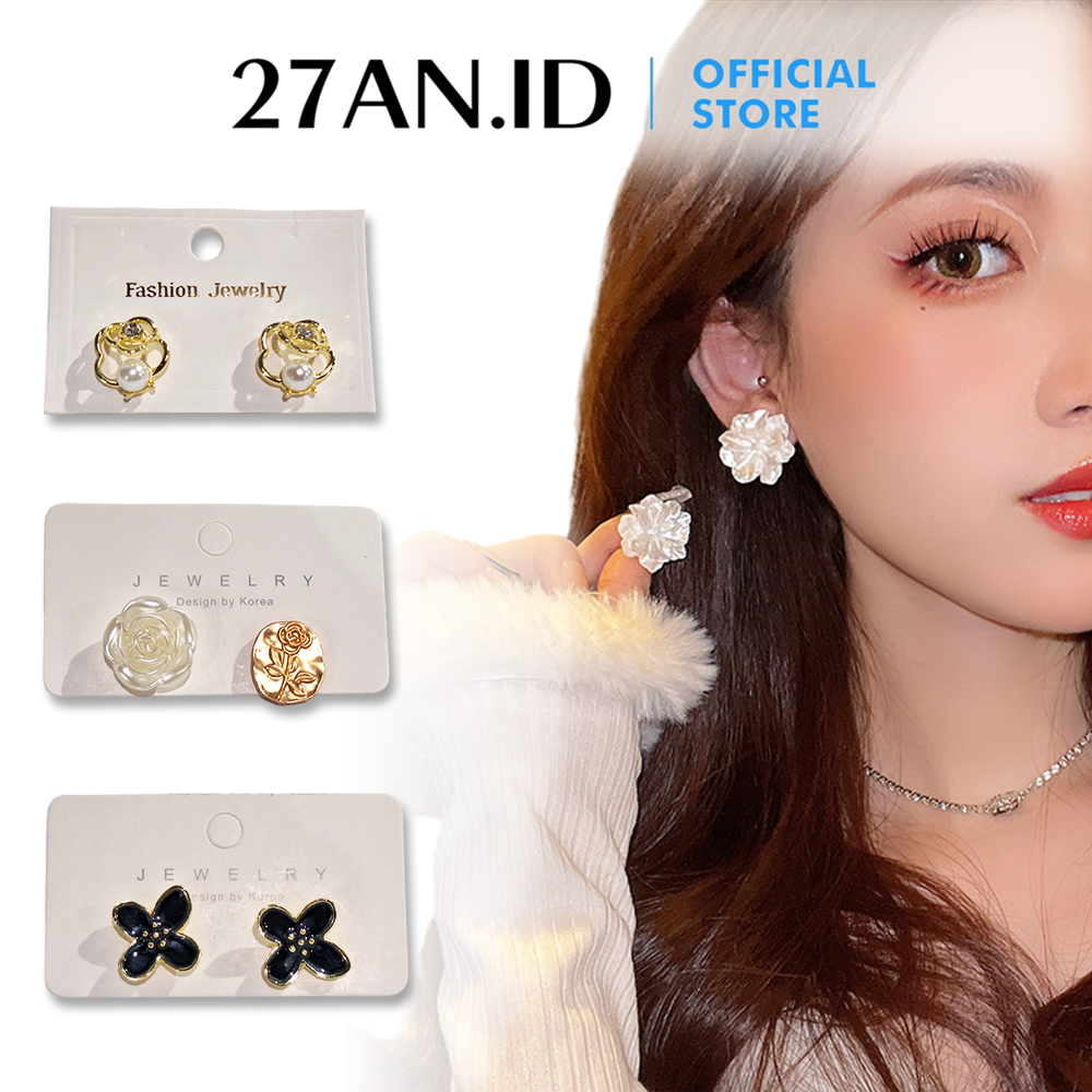 Jual (27AN.ID) Anting Kristal C36 Mutiara Bentuk Bunga Anting Emas Muda ...