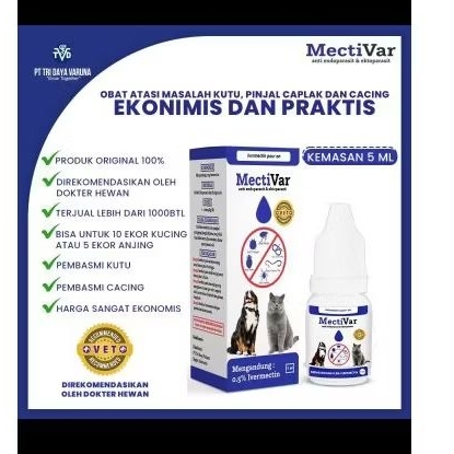 Jual Obat Tetes Kutu Caplak Pinjal Cacing Kucing Anjing Mectivar 5ml ...