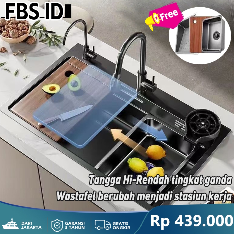 Jual Wastafel Stainless Hitam Stainless 304 Paket Kitchen Sink Dengan ...
