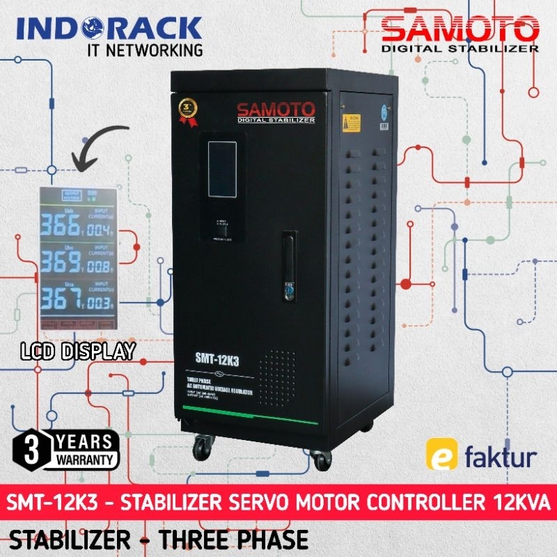 Jual SMT-12K3 STABILIZER SAMOTO SERVO MOTOR CONTROLLER 12KVA THREE ...