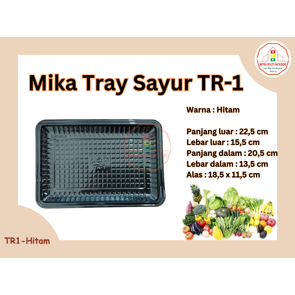 Jual Mika Tray Plastik Sayur Hitam uk 20 cm isi 50 pcs | Alas Sayur ...