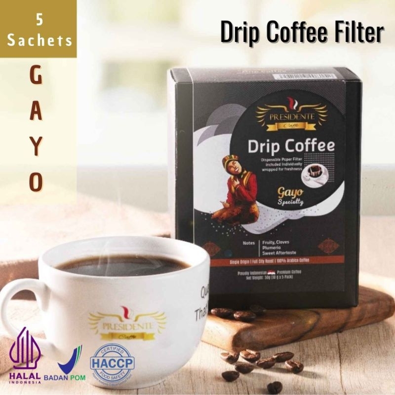 Jual Kopi Gayo Specialty - Drip Coffee 5 saset - Presidente Caffe ...