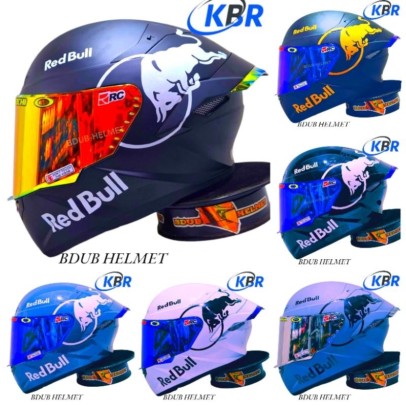 Jual Helm full face TTC | TT Course kbr paket ganteng RED-BULL | Shopee ...