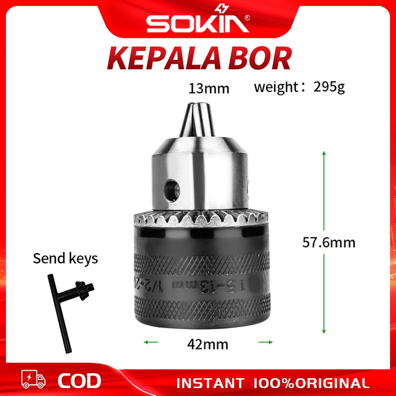 Jual SOKIN Kepala Bor 13MM Drill Chuck 3/8" Chuck besi Kepala Chuck ...