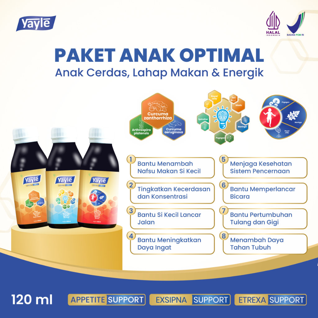 Jual Yayle Paket Anak Optimal 120ml - Yayle Appetite, Exsipna, & Etrexa ...