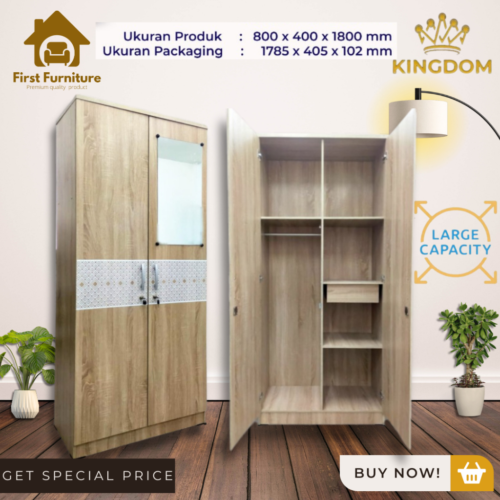 Jual [READY STOCK] Lemari Pakaian 2 Pintu Modern Minimalis Kayu Kingdom ...